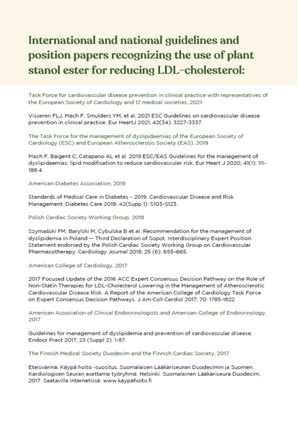 Guidelines and position papers